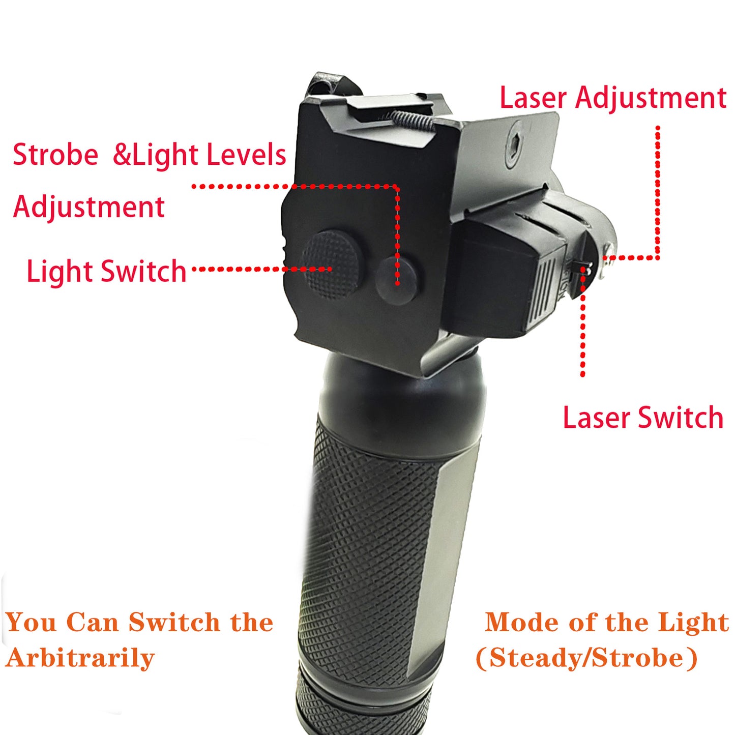 1200Lumens Vertical Foregrip Flashlight with Red Laser